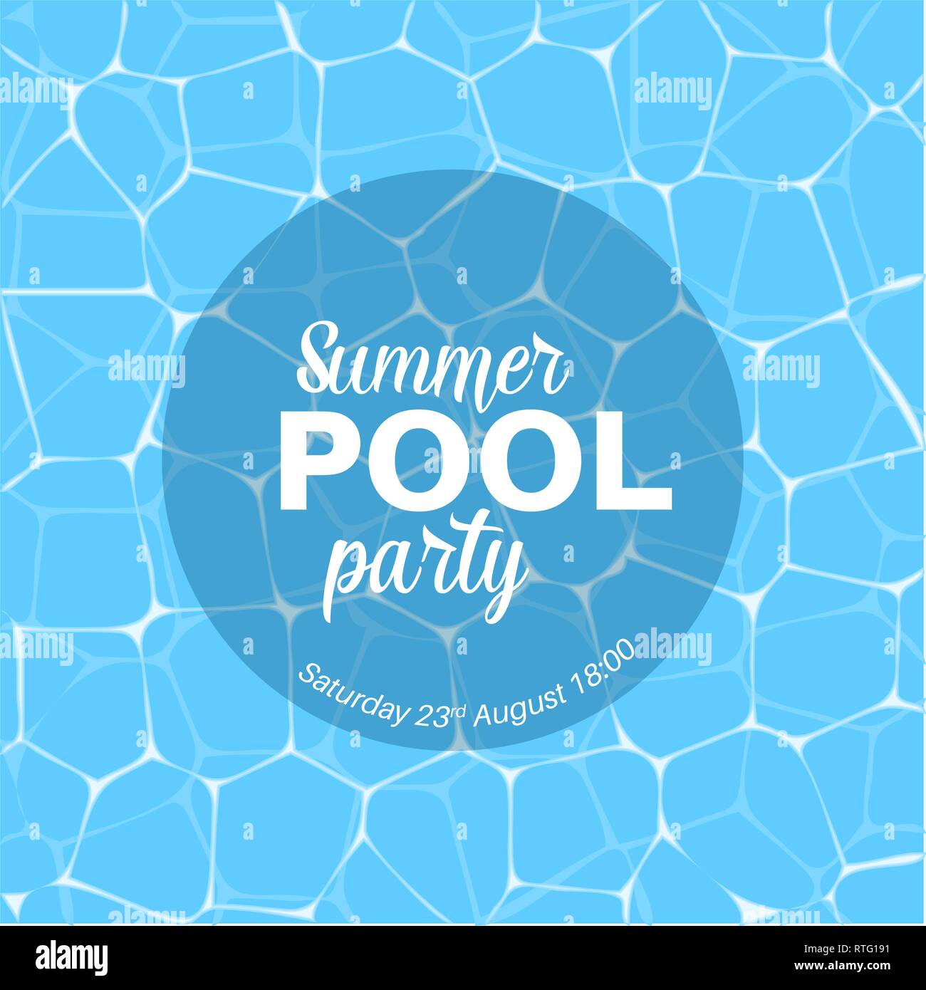 Vector summer pool party template with blue water background Stock ...