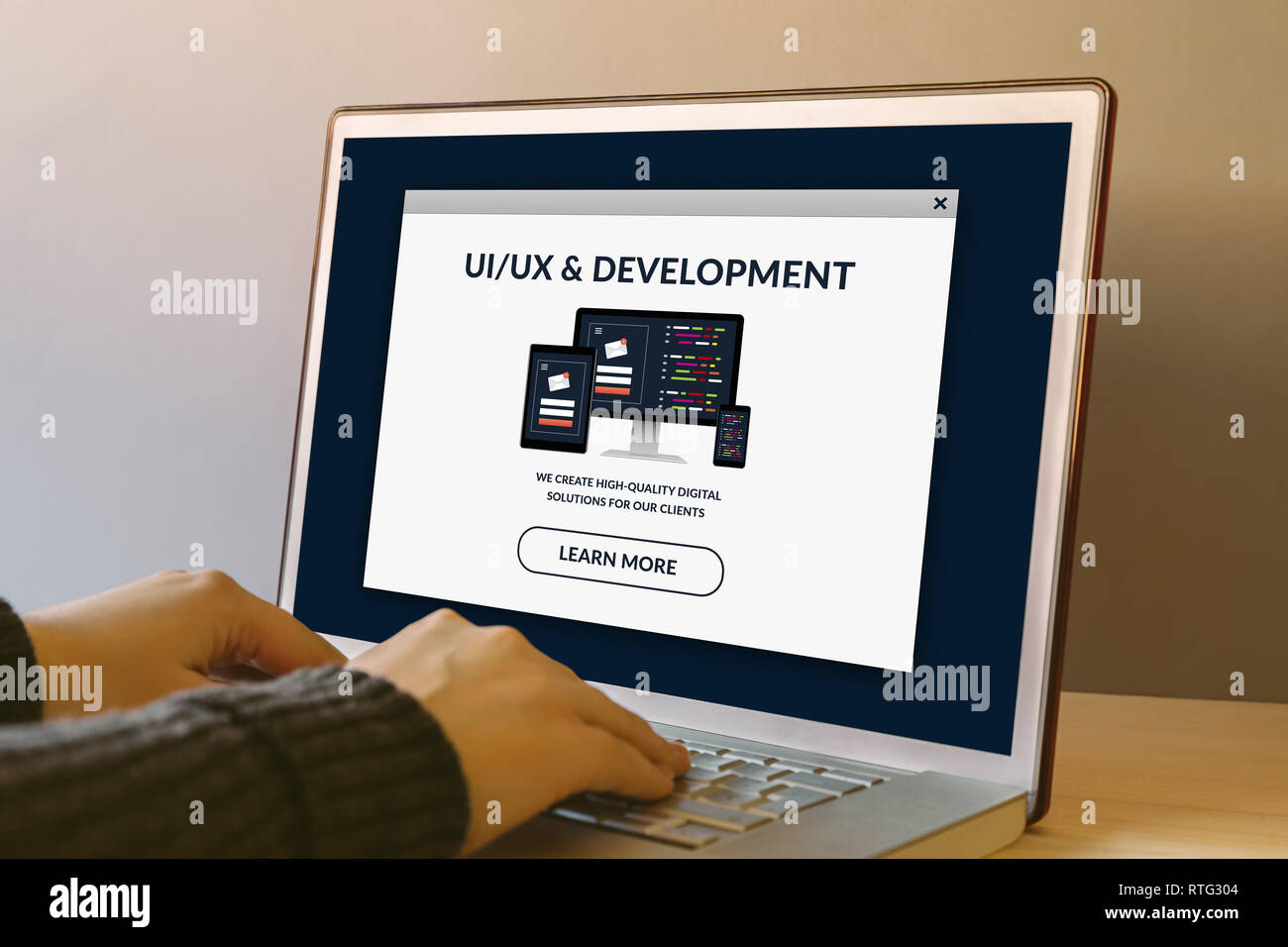 UI/UX design and development concept on laptop computer screen on ...