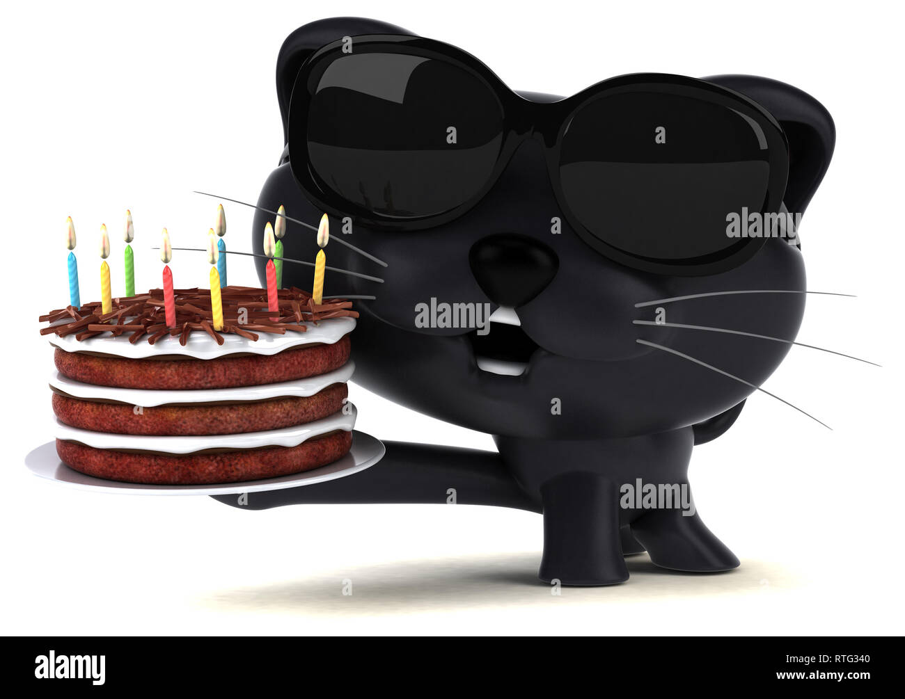 Fun cat - 3D Illustration Stock Photo - Alamy