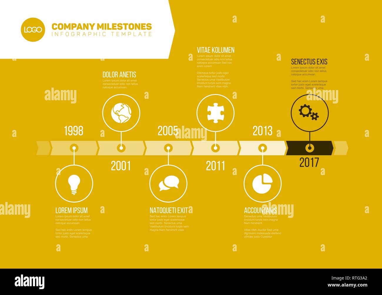 Vector Infographic Company Milestones Timeline Template with circles ...