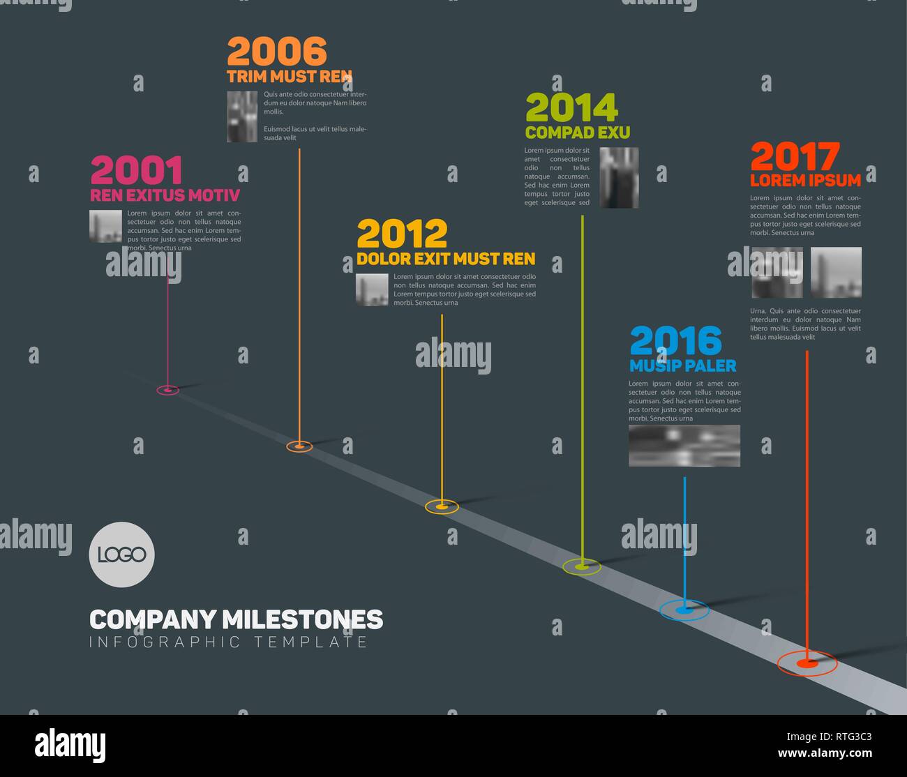 Vector Infographic Company Milestones Timeline Template with pointers ...