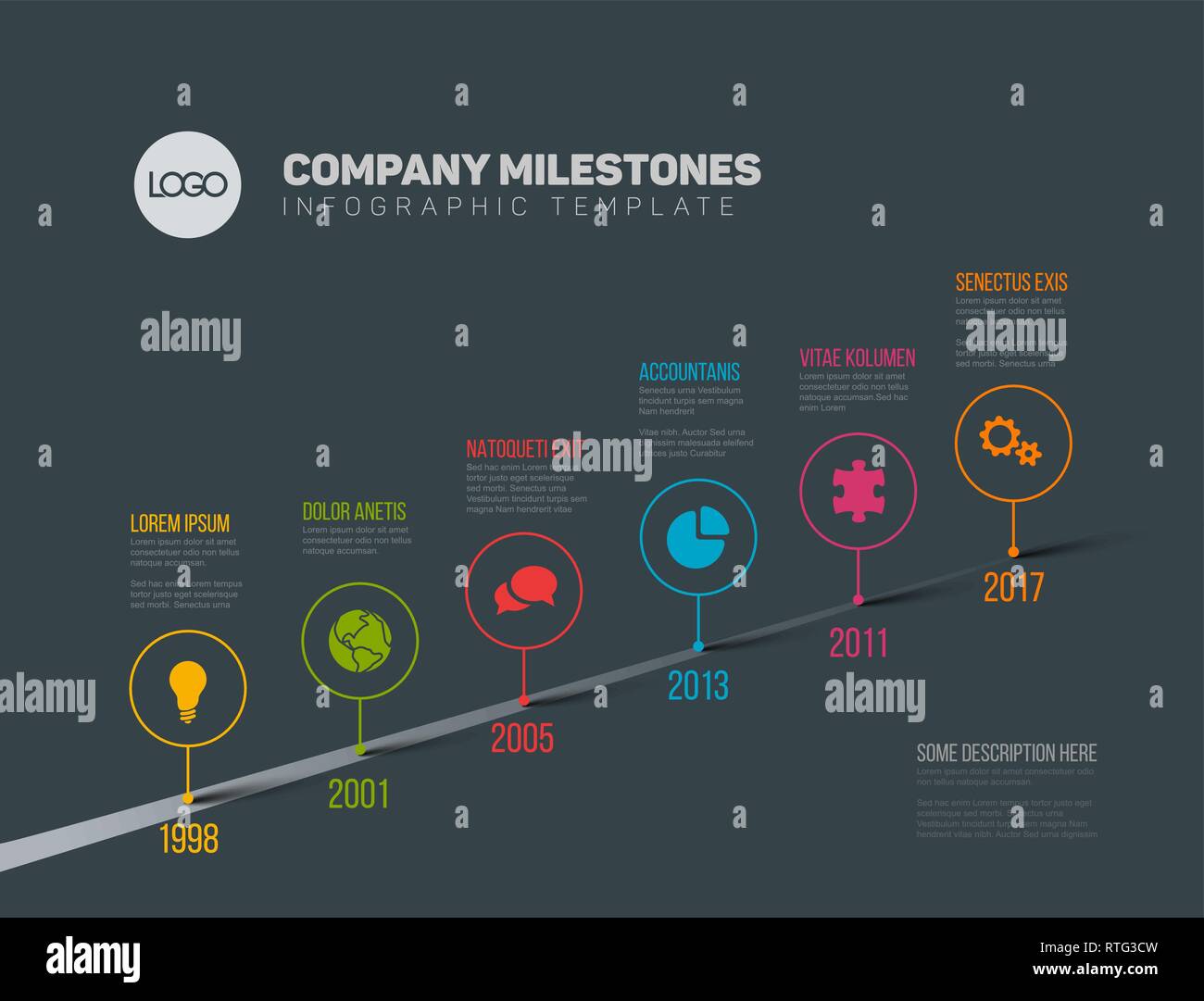 Vector Infographic Company Milestones Timeline Template with pointers ...