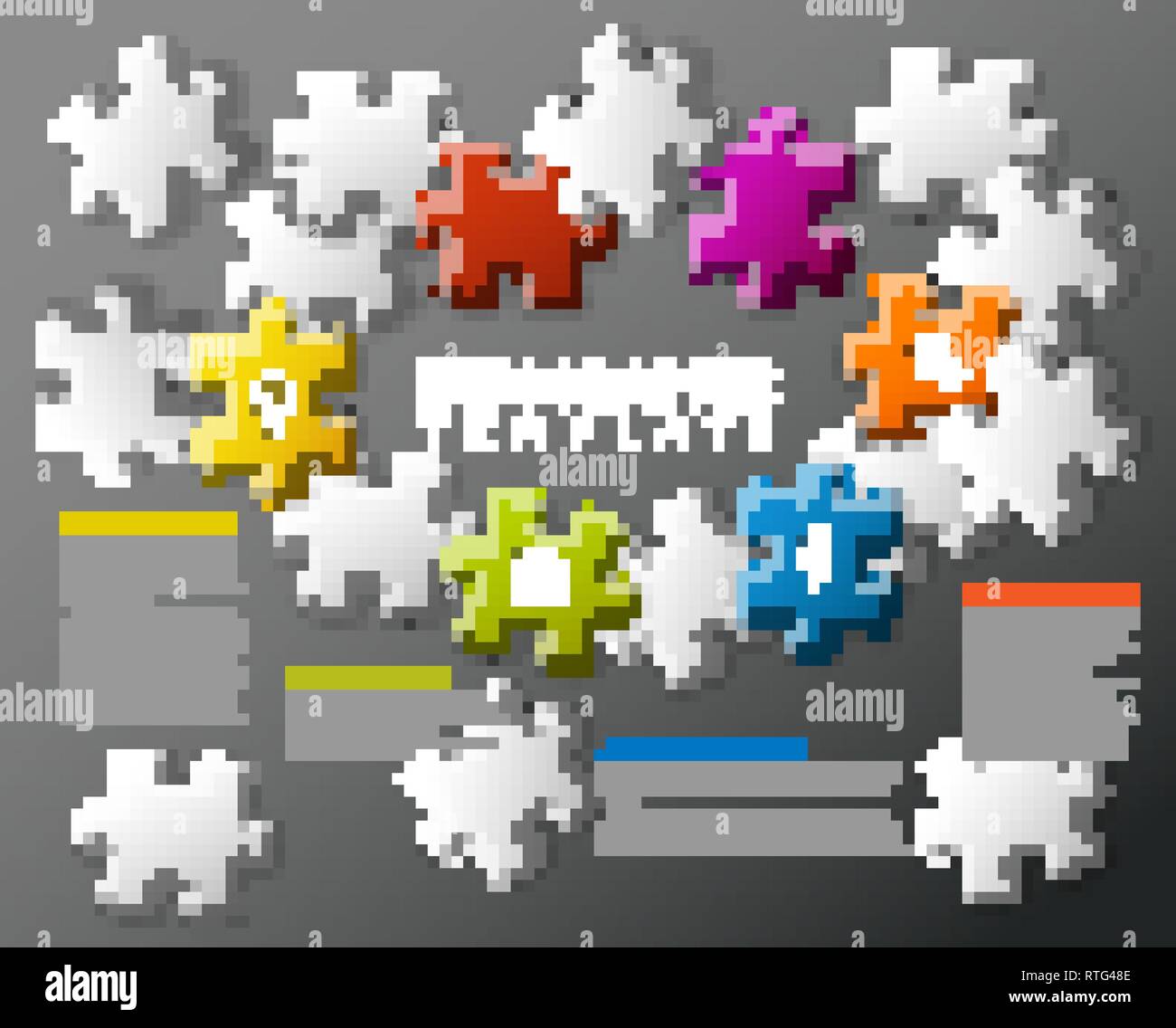Vector puzzle Infographic report template made from colorful jigsaw ...