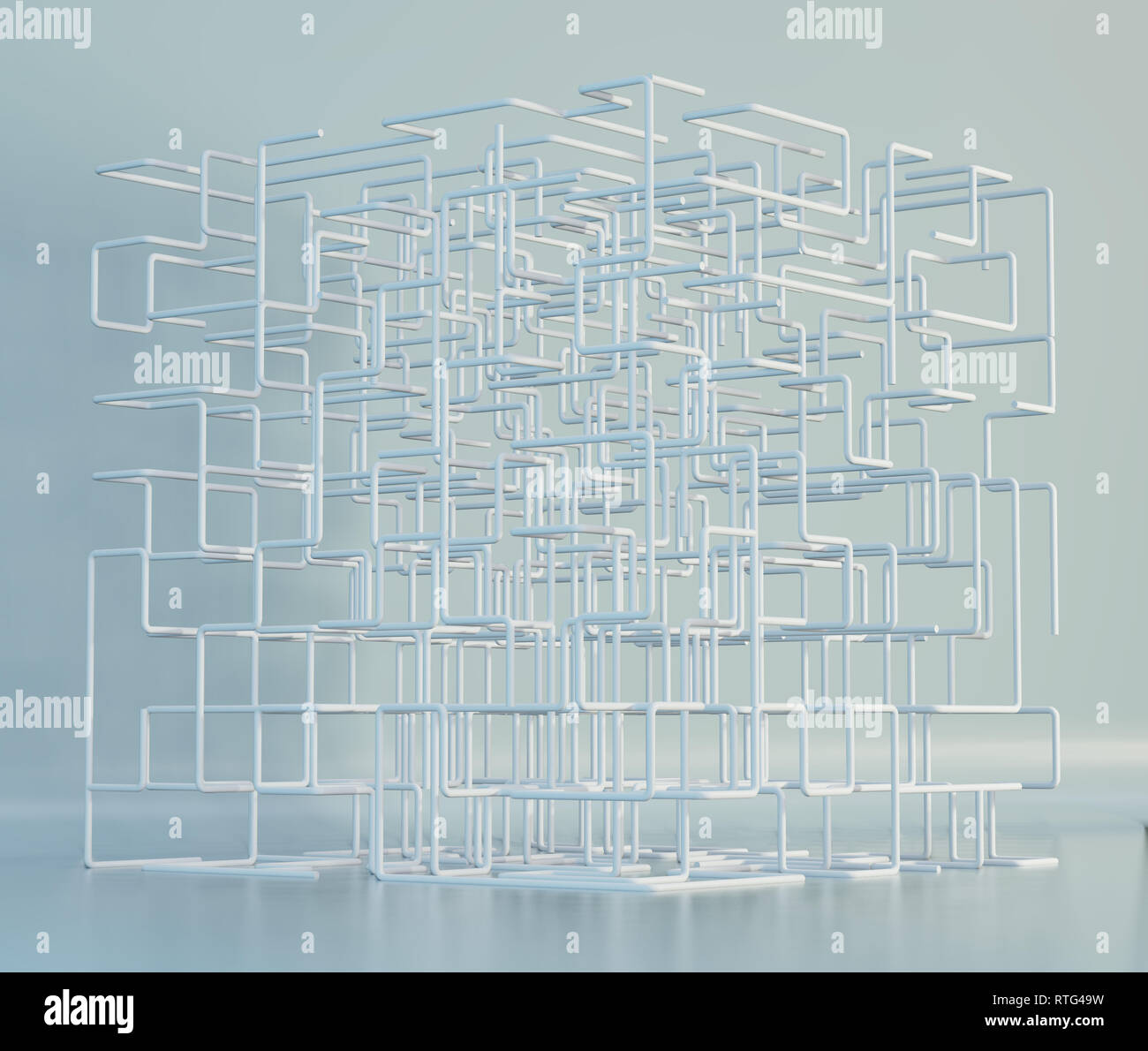 Isometric 3D cubical shape. Maze boxes background. 3d rendering Stock ...