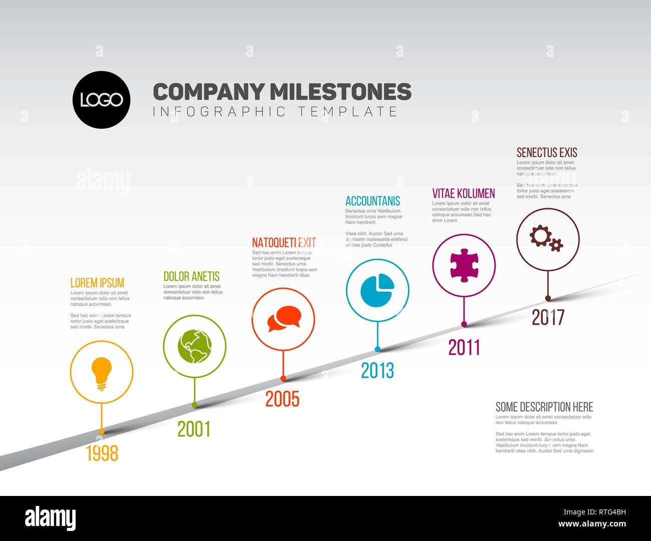 Vector Infographic Company Milestones Timeline Template with pointers ...