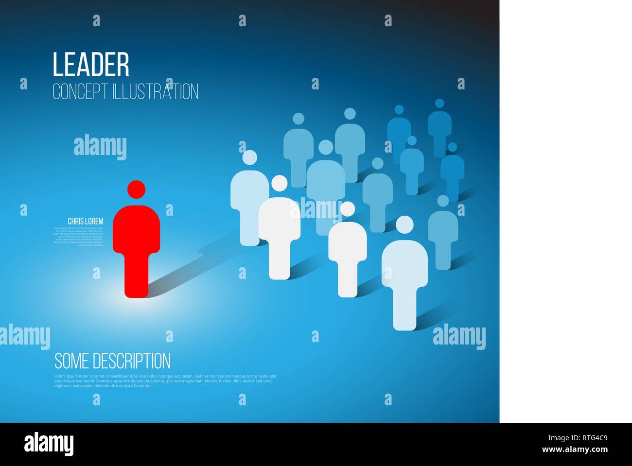 Team leader concept illustration - crowd of figures with the red leader ...