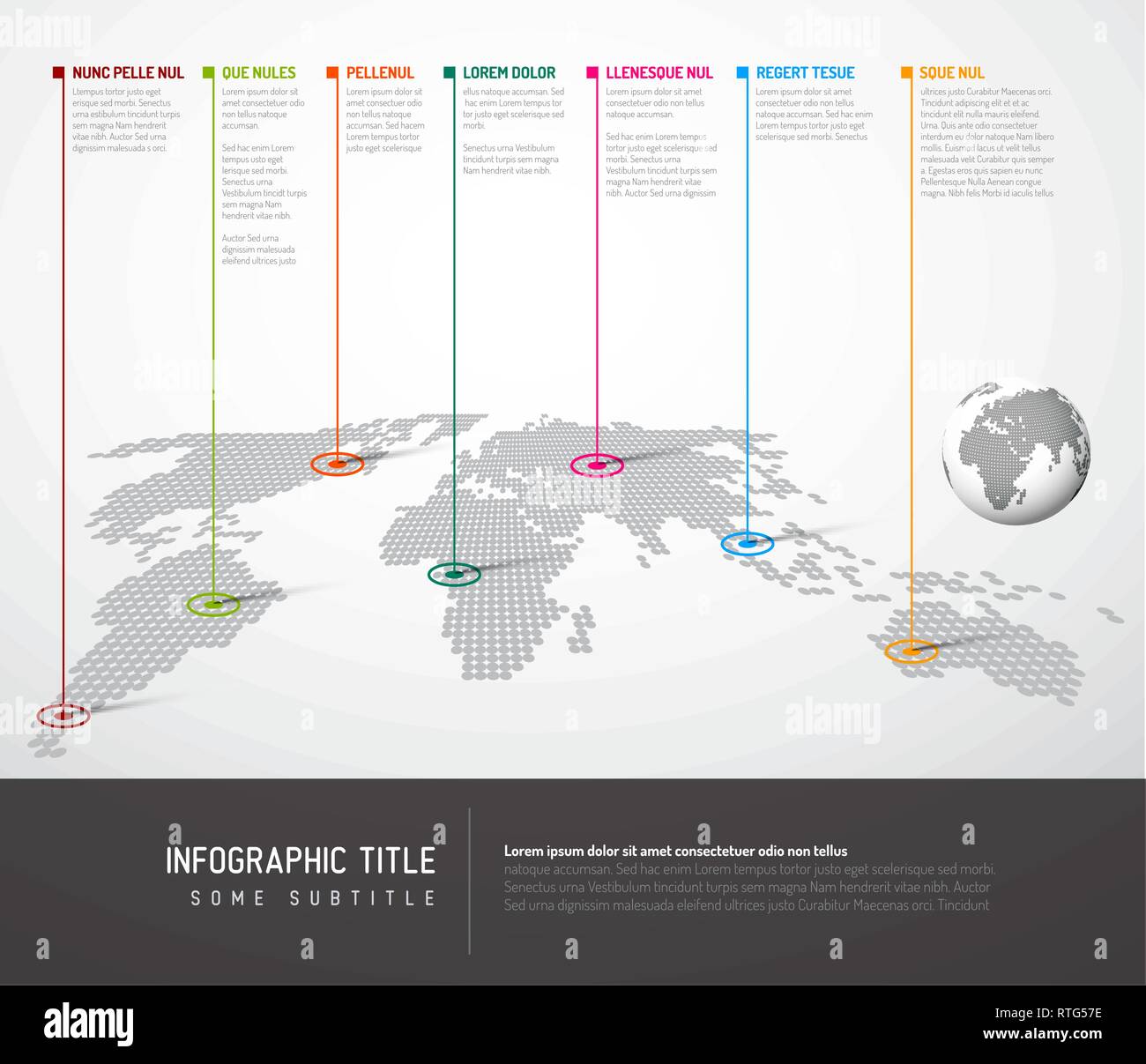 World Map Infographic Light World Map With Straight Long Pointer Marks