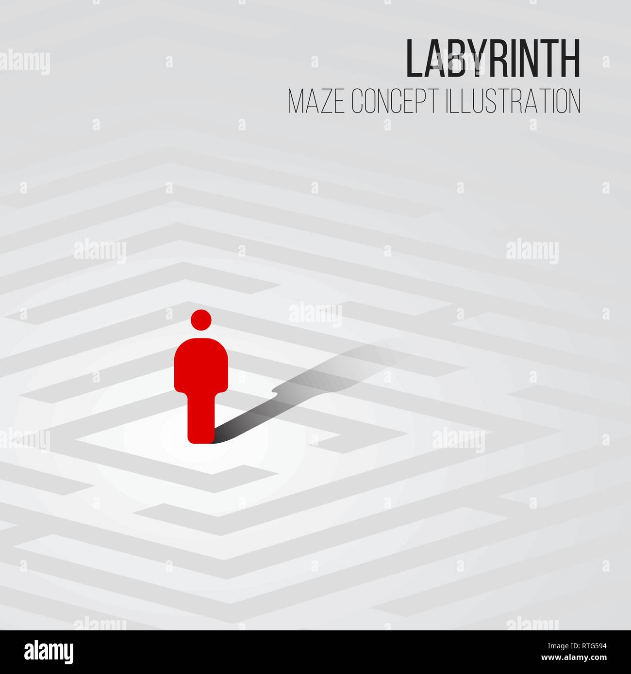 Labyrinth concept vector illustration - one figure in the maze Stock ...