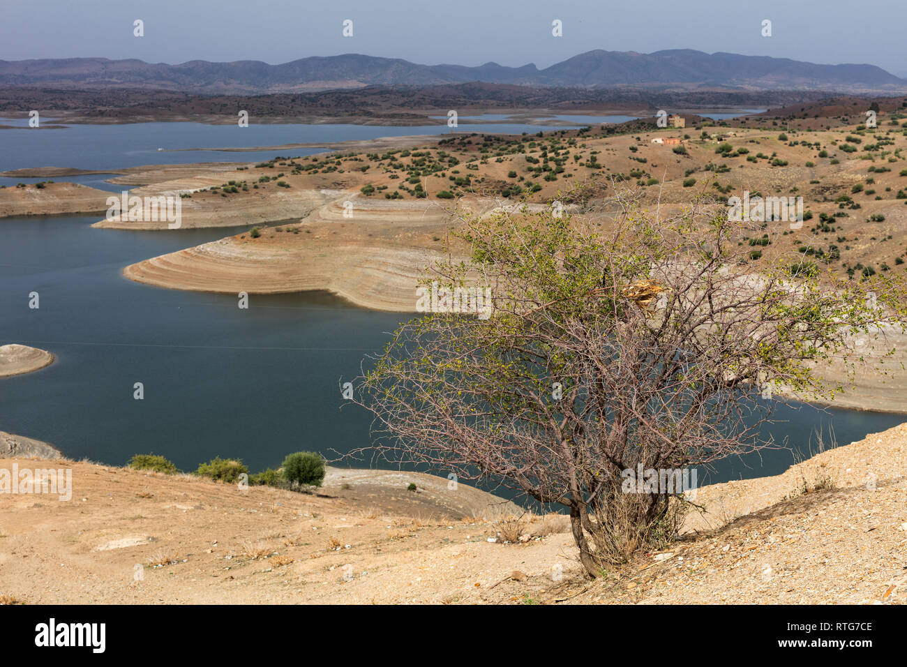 Water reservoir, hydroelectric power dam, near Fes, Morocco Stock Photo ...