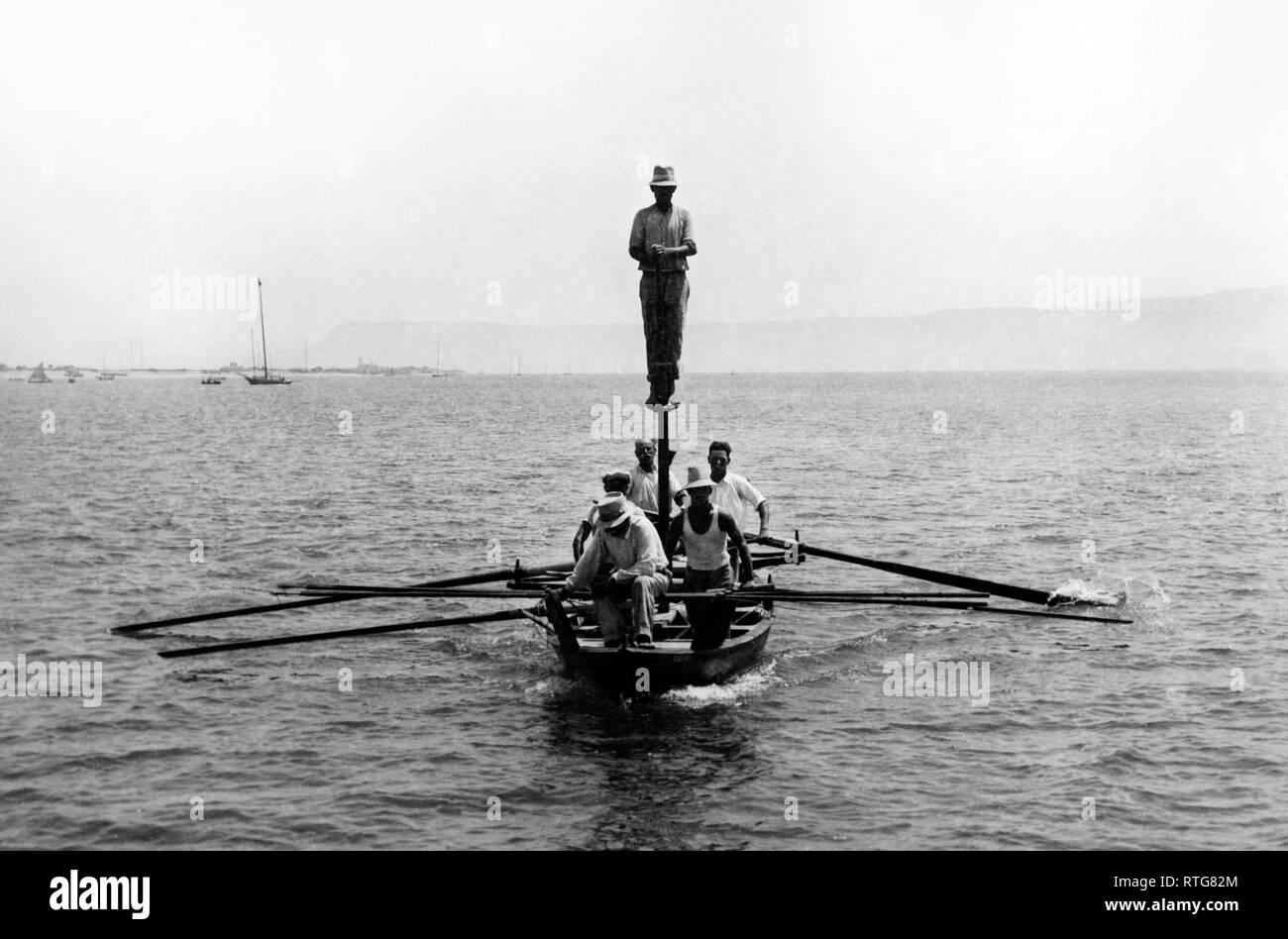 typical boat for swordfish fishing, italy 1955 Stock Photo - Alamy