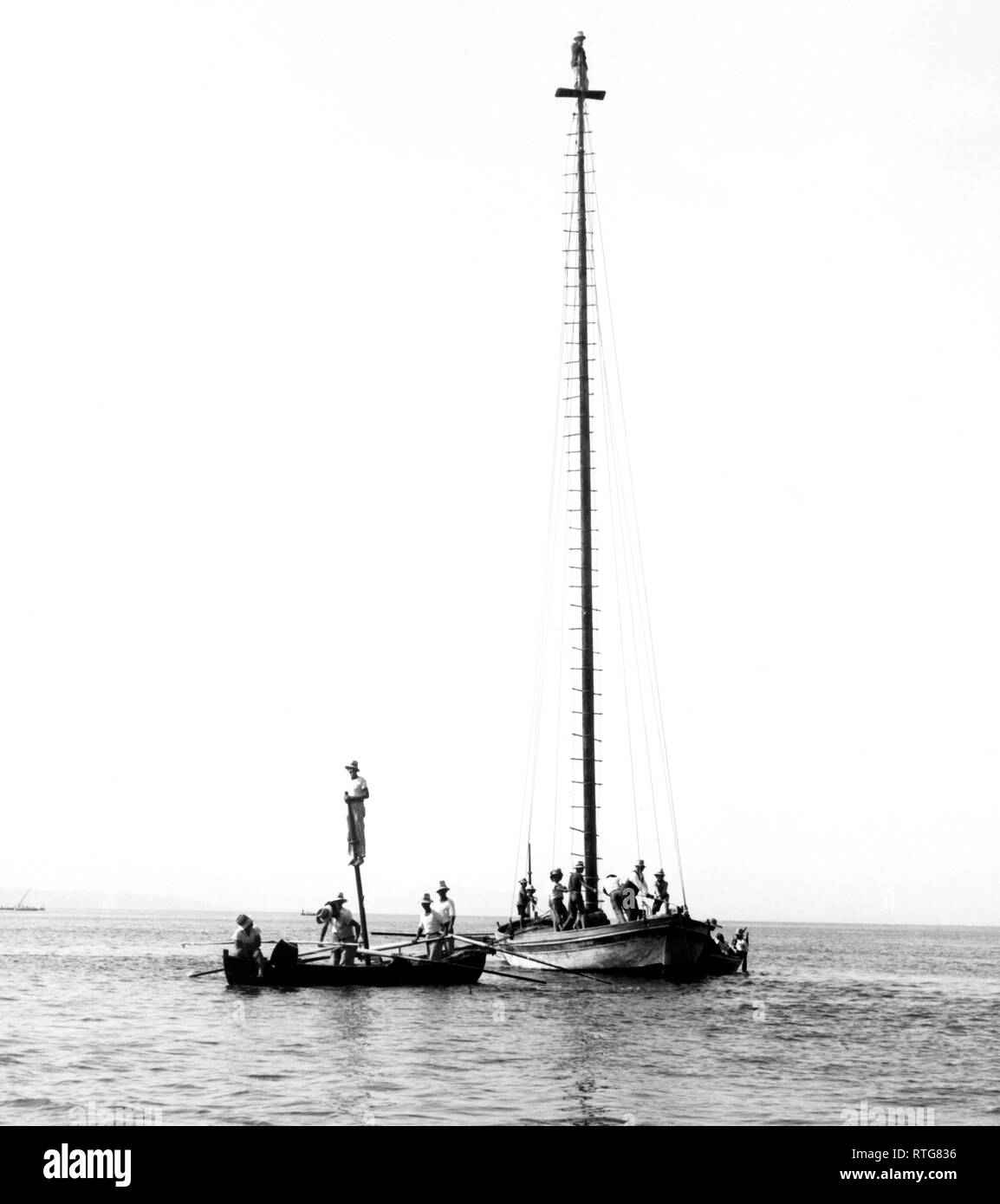 typical boat for swordfish fishing, italy 1965 Stock Photo - Alamy