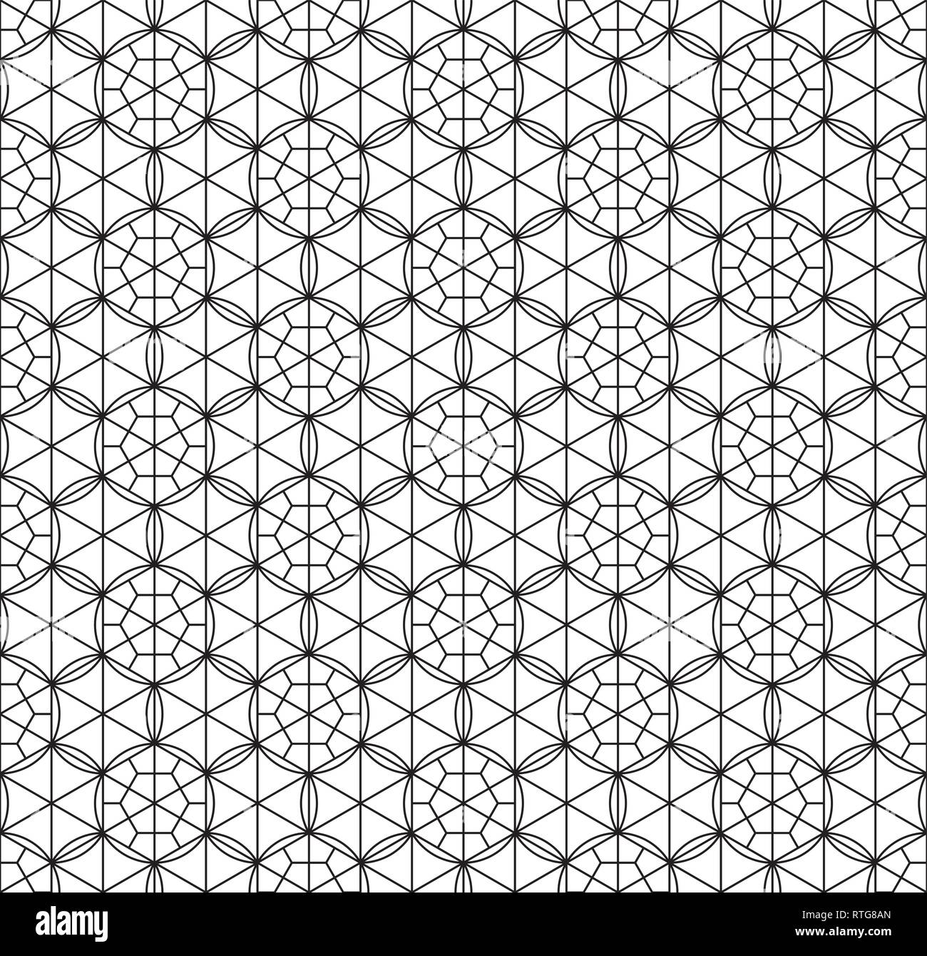 Seamless pattern based on Japanese geometric ornament.Black and white ...