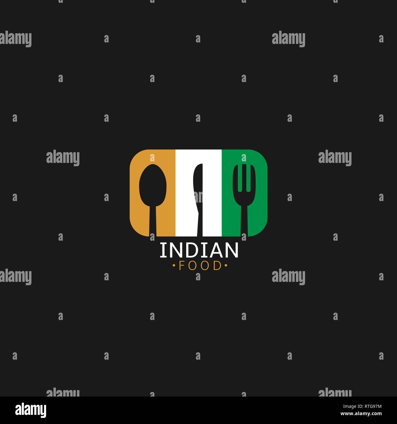 Indian food icon. Indian flag symbol Spoon fork and knife icons Stock ...