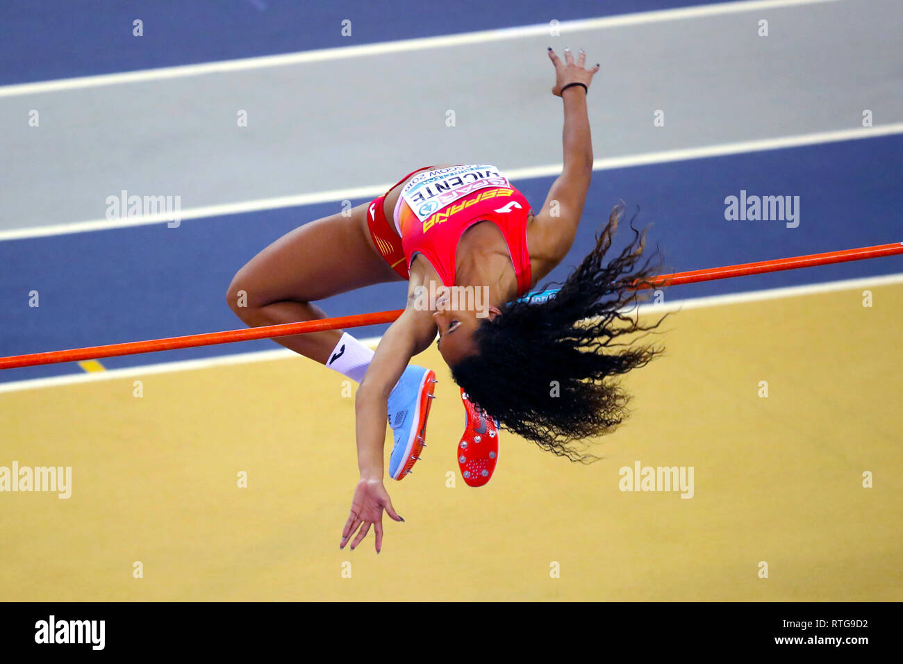 Spain's Maria Vicente competes in the Women's High Jump during day one ...
