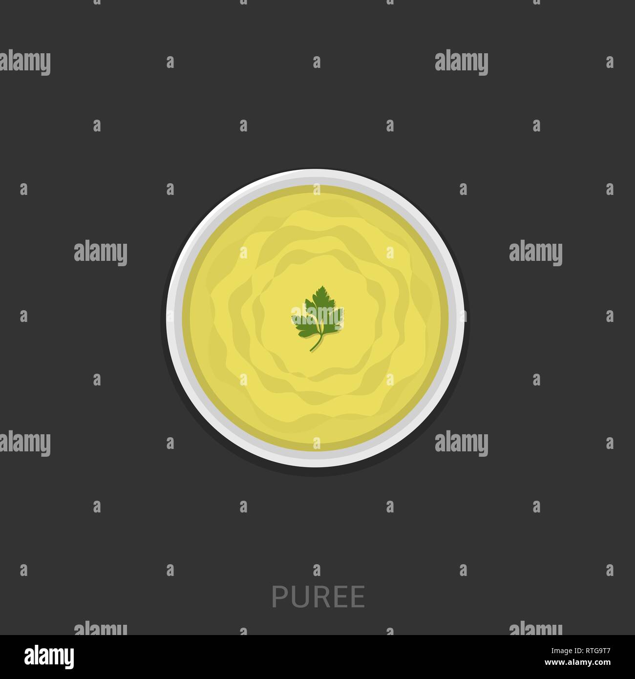 Puree. Mashed potatoes in the white bowl Vector illustration Stock ...
