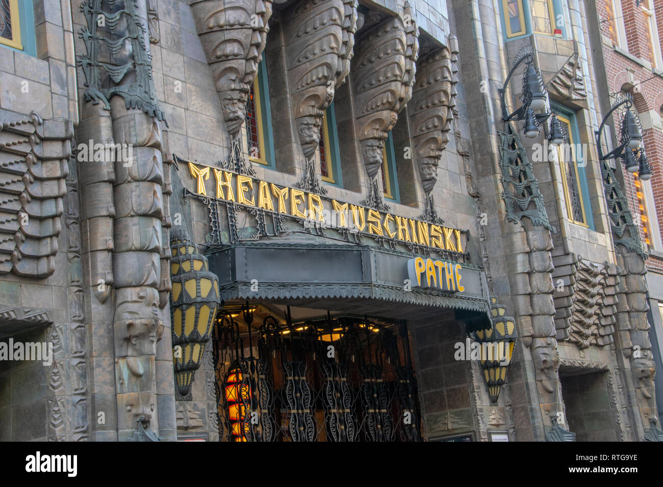 Pathe Sign At The Tuschinski Movie Theater At Amsterdam The Netherlands ...
