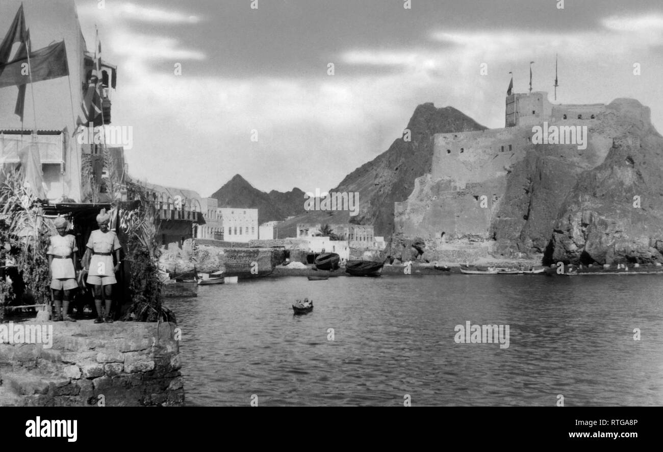 Oman, Muscat, the port with the Portuguese fortresses, the palace of ...