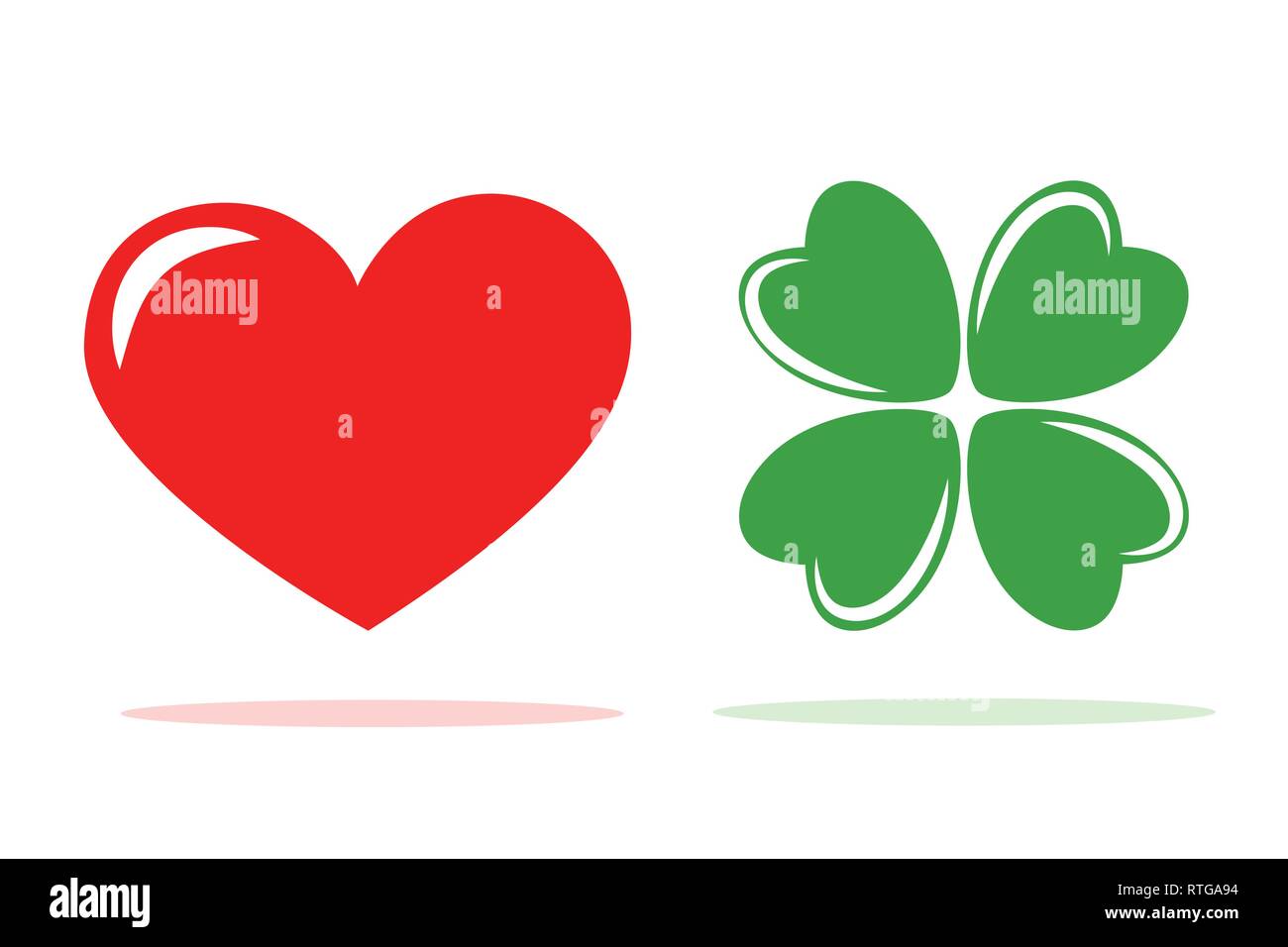 red heart and four-leaf clover love and luck vector illustration EPS10 ...