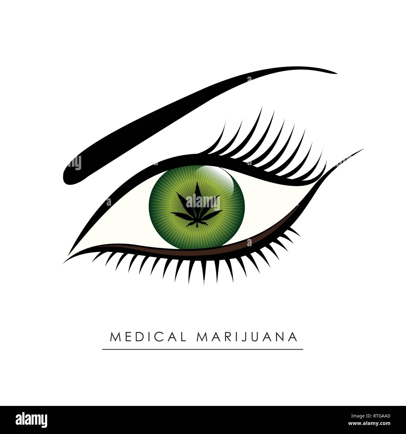 medical marijuana green human eye with cannabis leaf inside vector ...
