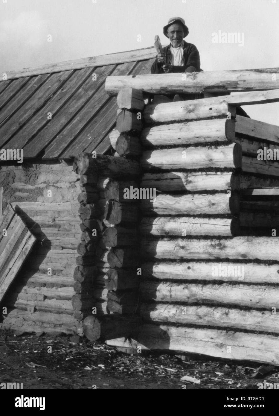 Russian carpenter at work, 1920-30 Stock Photo - Alamy