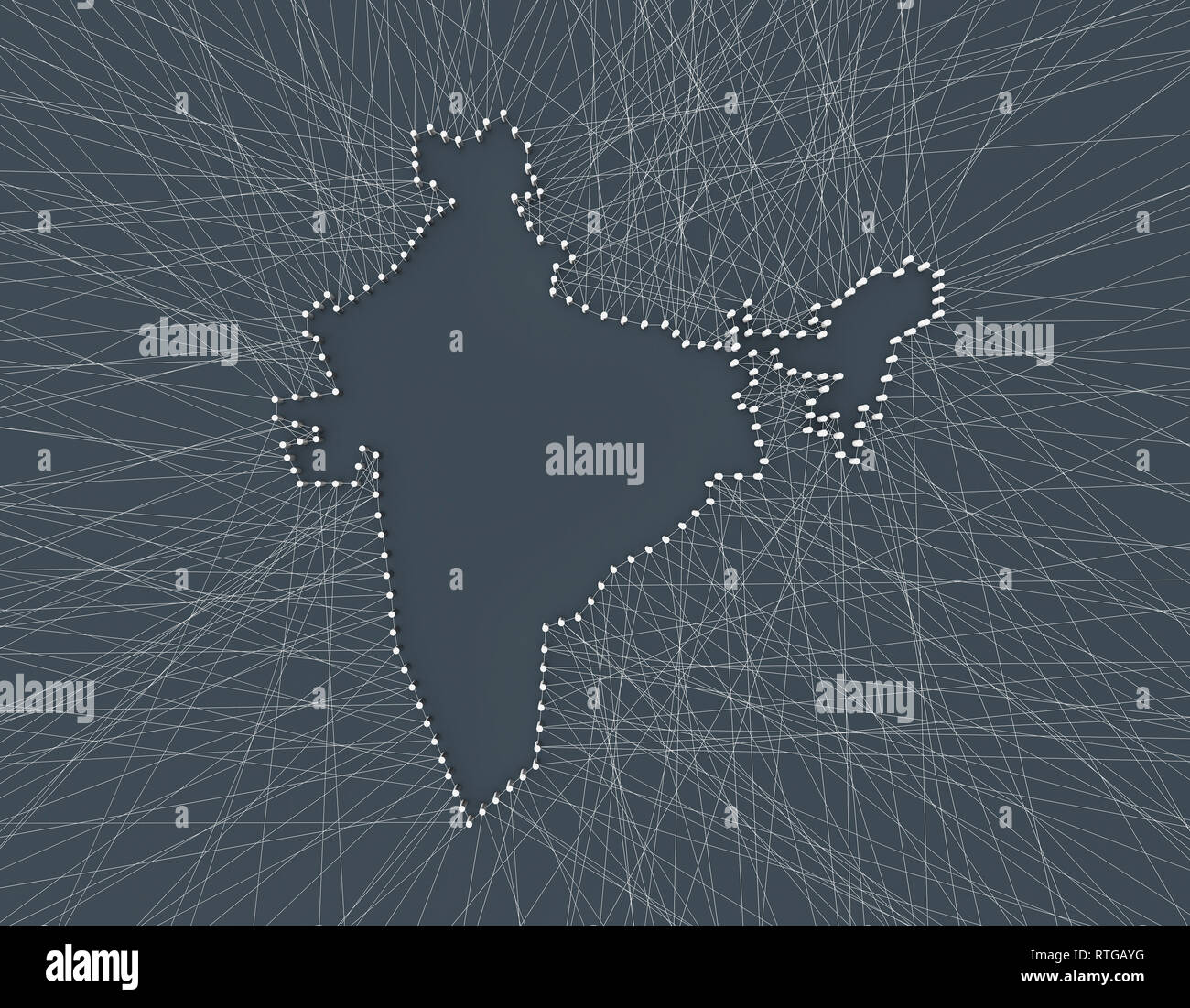 India map composed of lines, technology network communication Stock ...