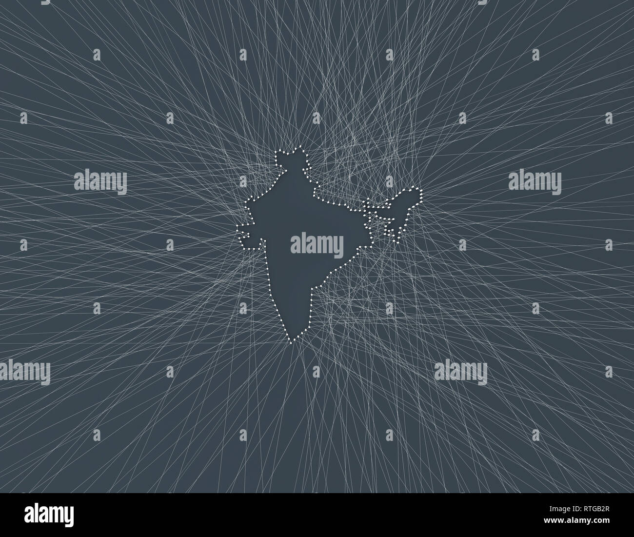 India map composed of lines, technology network communication Stock ...