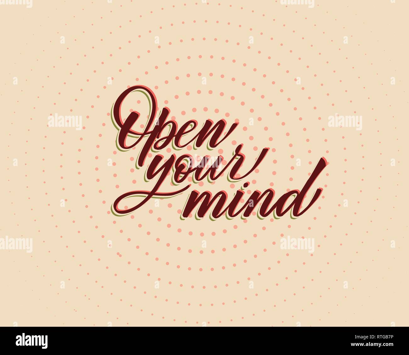 Open your mind - hand lettering inscription to holiday design, black ...