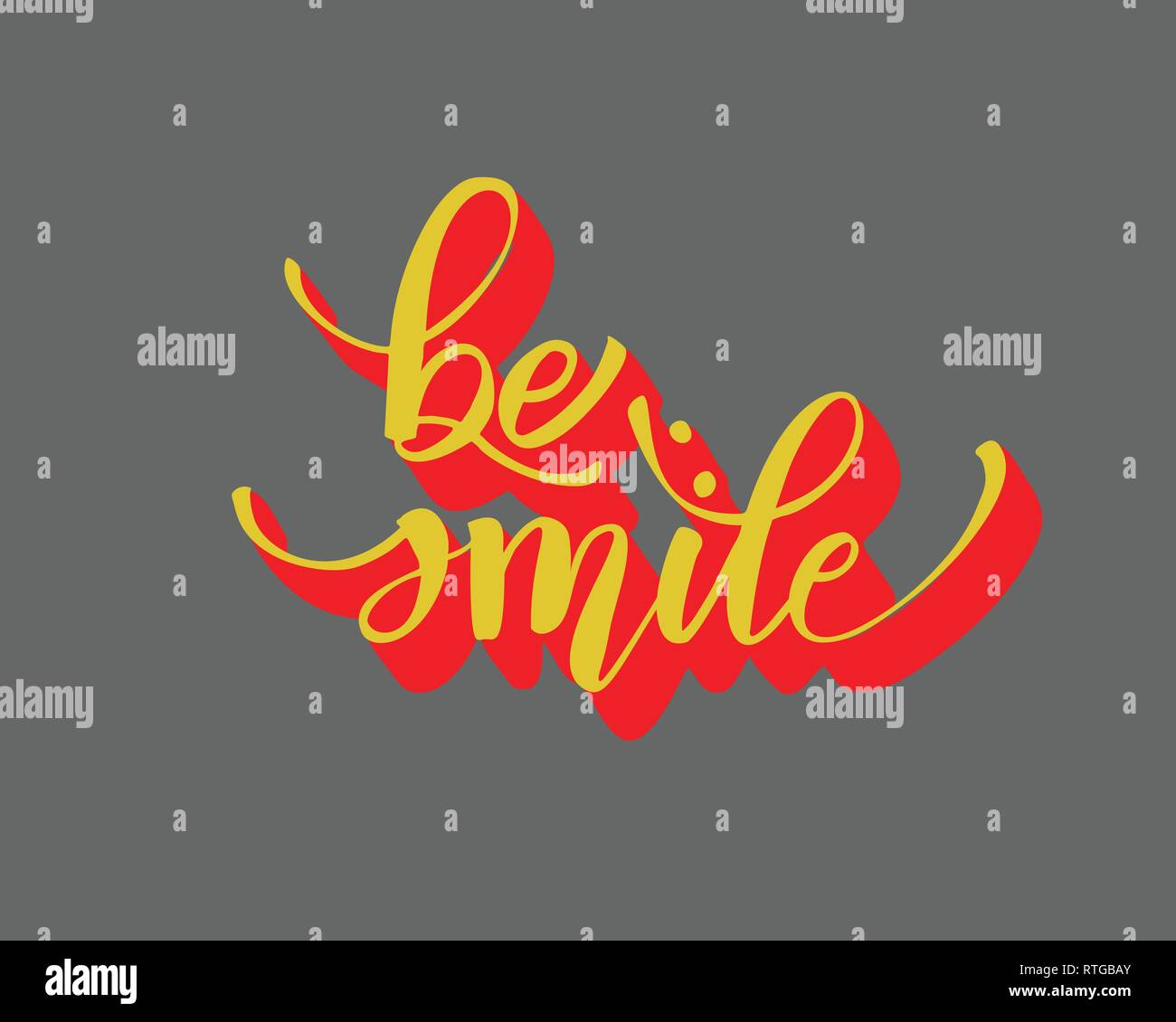 Be smile greating card hand lettering text, brush ink calligraphy ...