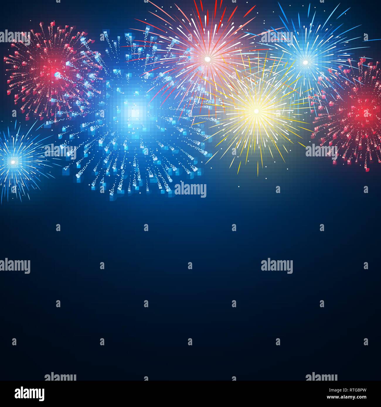 Fireworks. Festival colorful firework. Vector llustration on blue ...