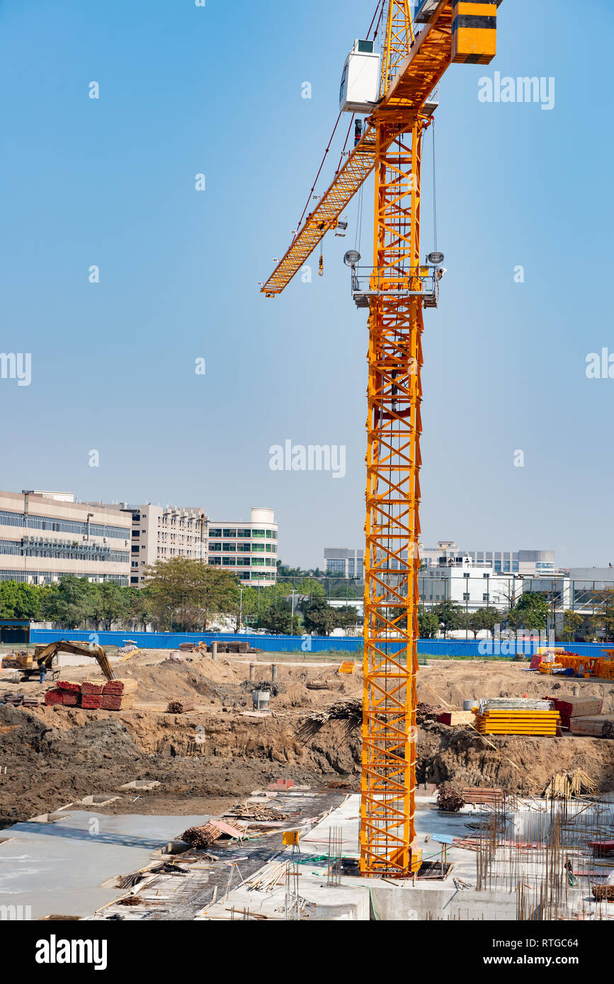 construction site doing base works vertical composition Stock Photo - Alamy