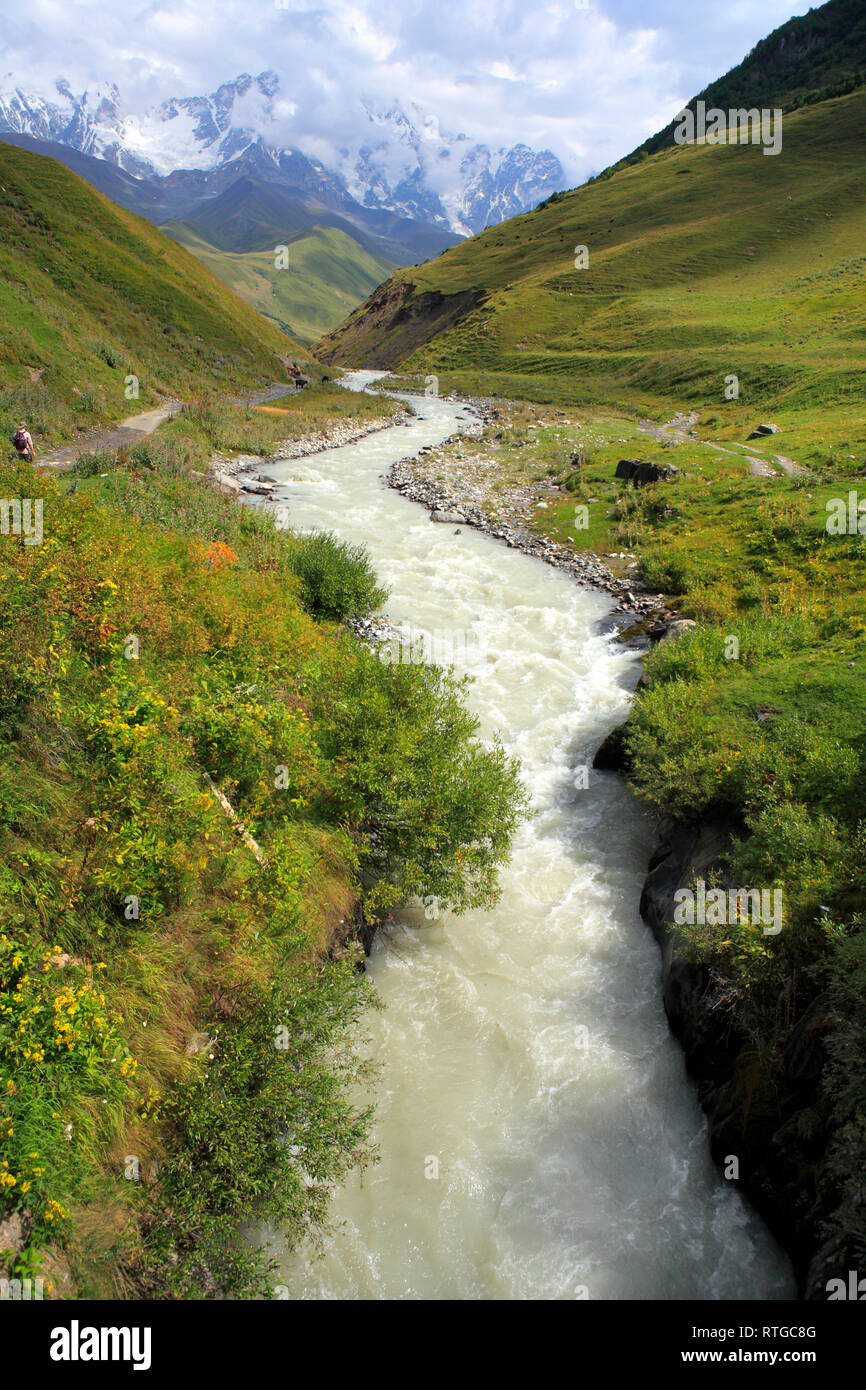 Mountain landscape, Ushghuli community, Upper Svanetia, Georgia Stock ...