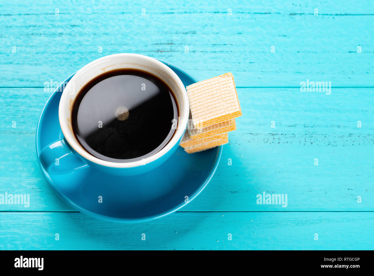 coffee and wafer blocks with copy space Stock Photo - Alamy