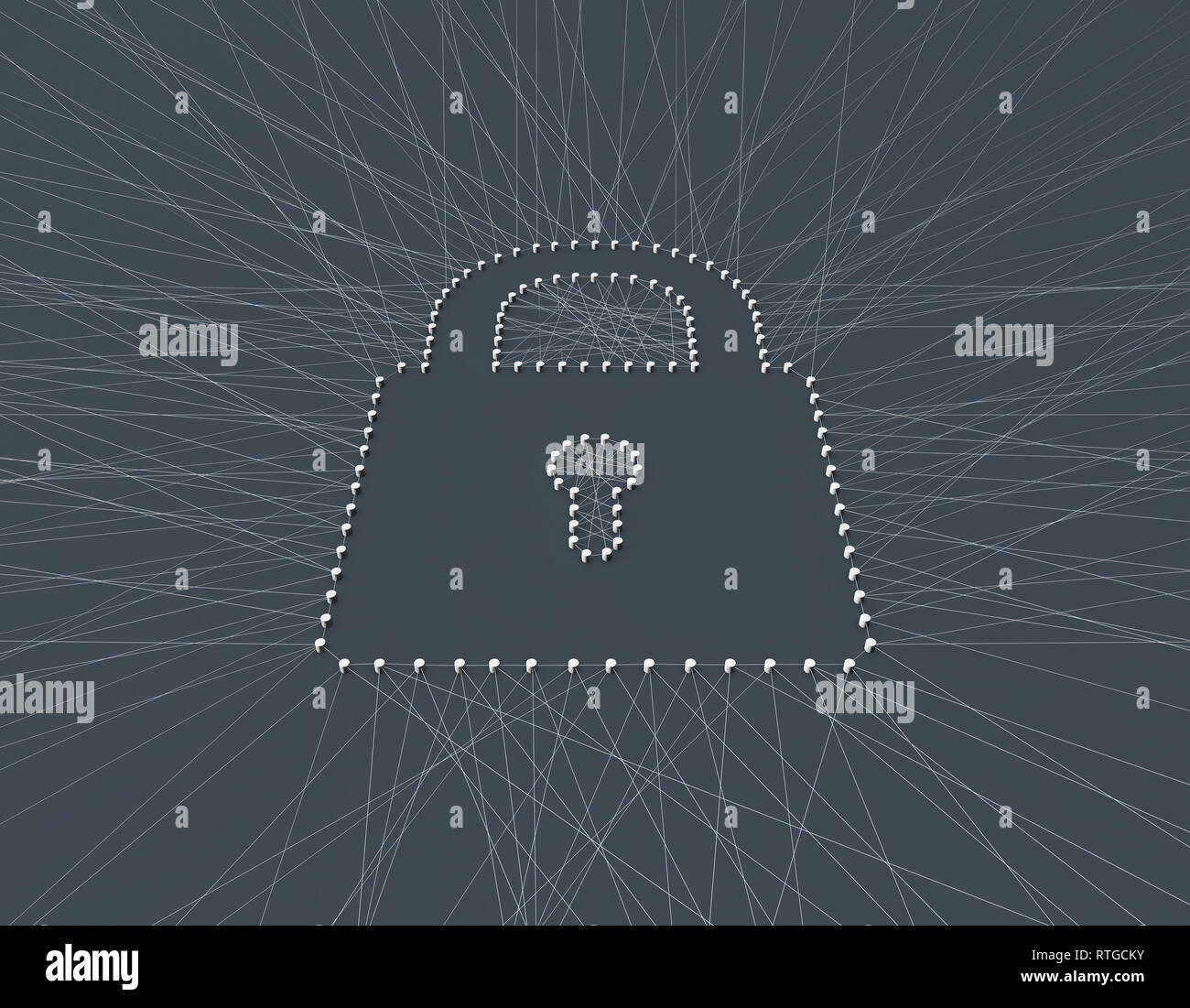 Lock composed of lines, technology network communication Stock Photo ...
