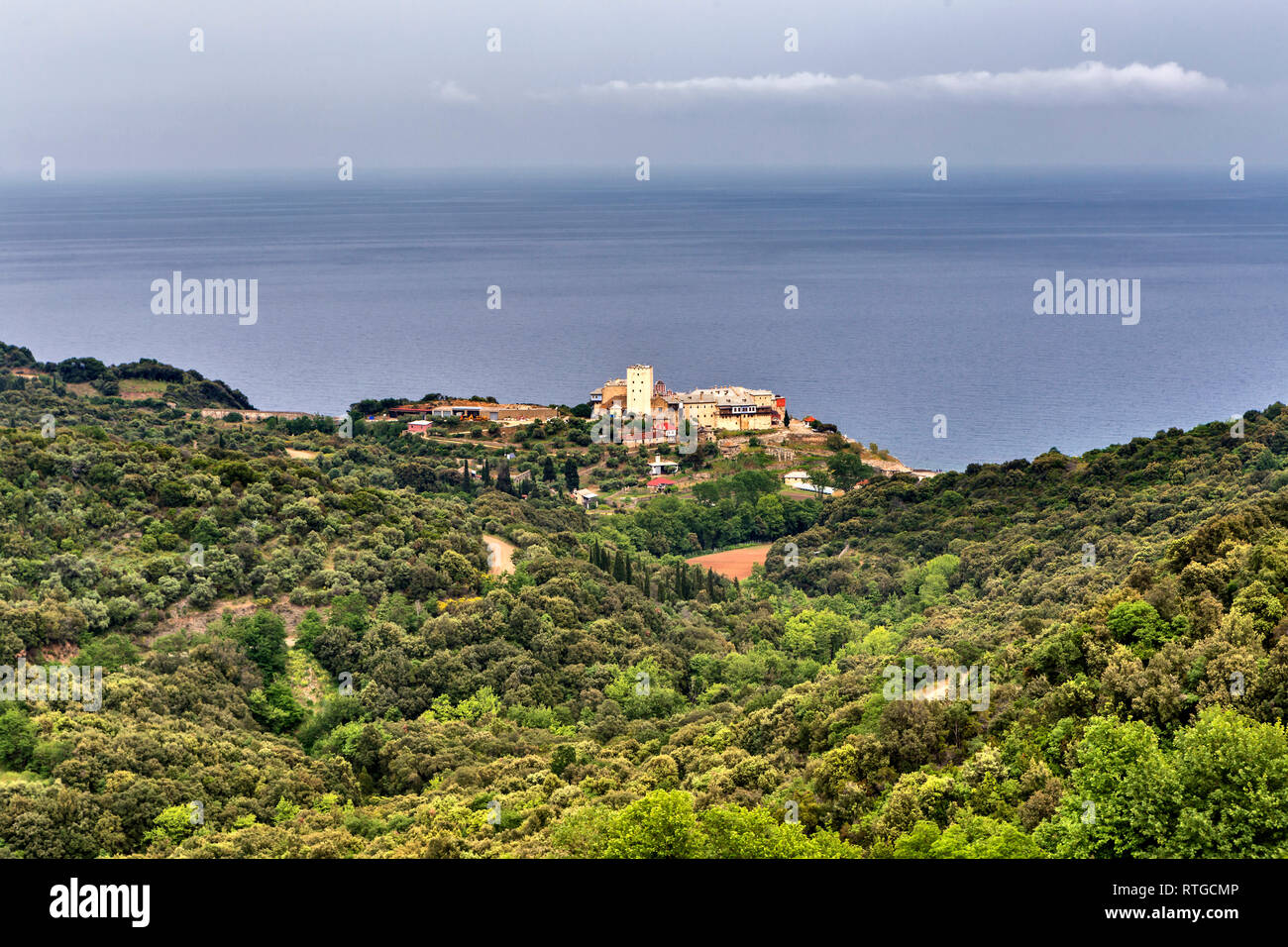 Pantokratoros monastery, Mount Athos, Athos peninsula, Greece Stock ...