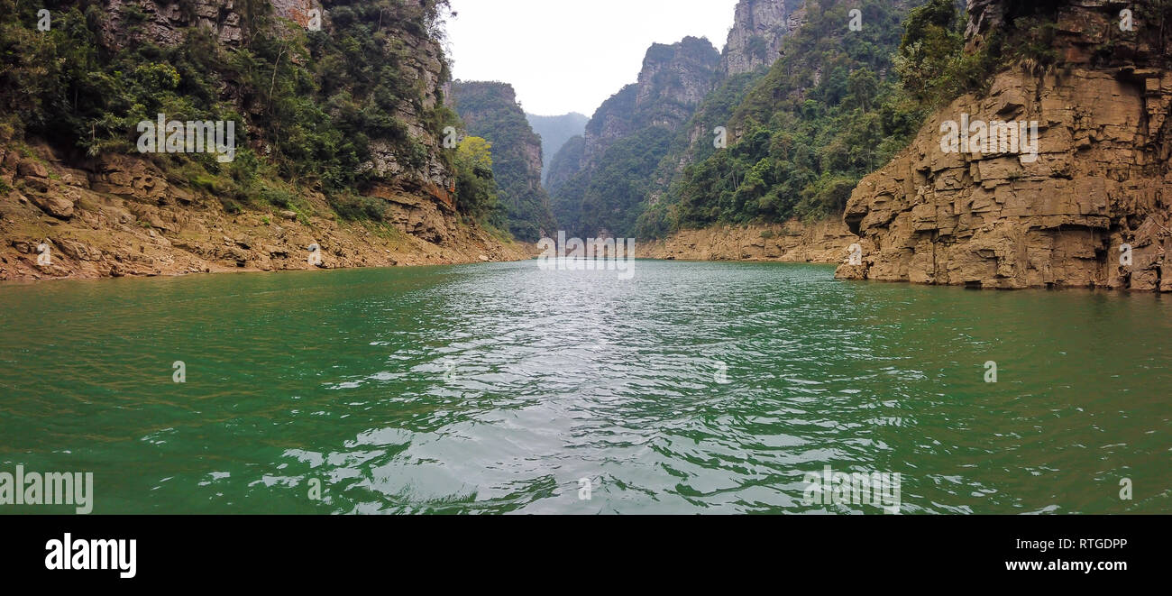 beautiful river with mountains on both sides Stock Photo - Alamy