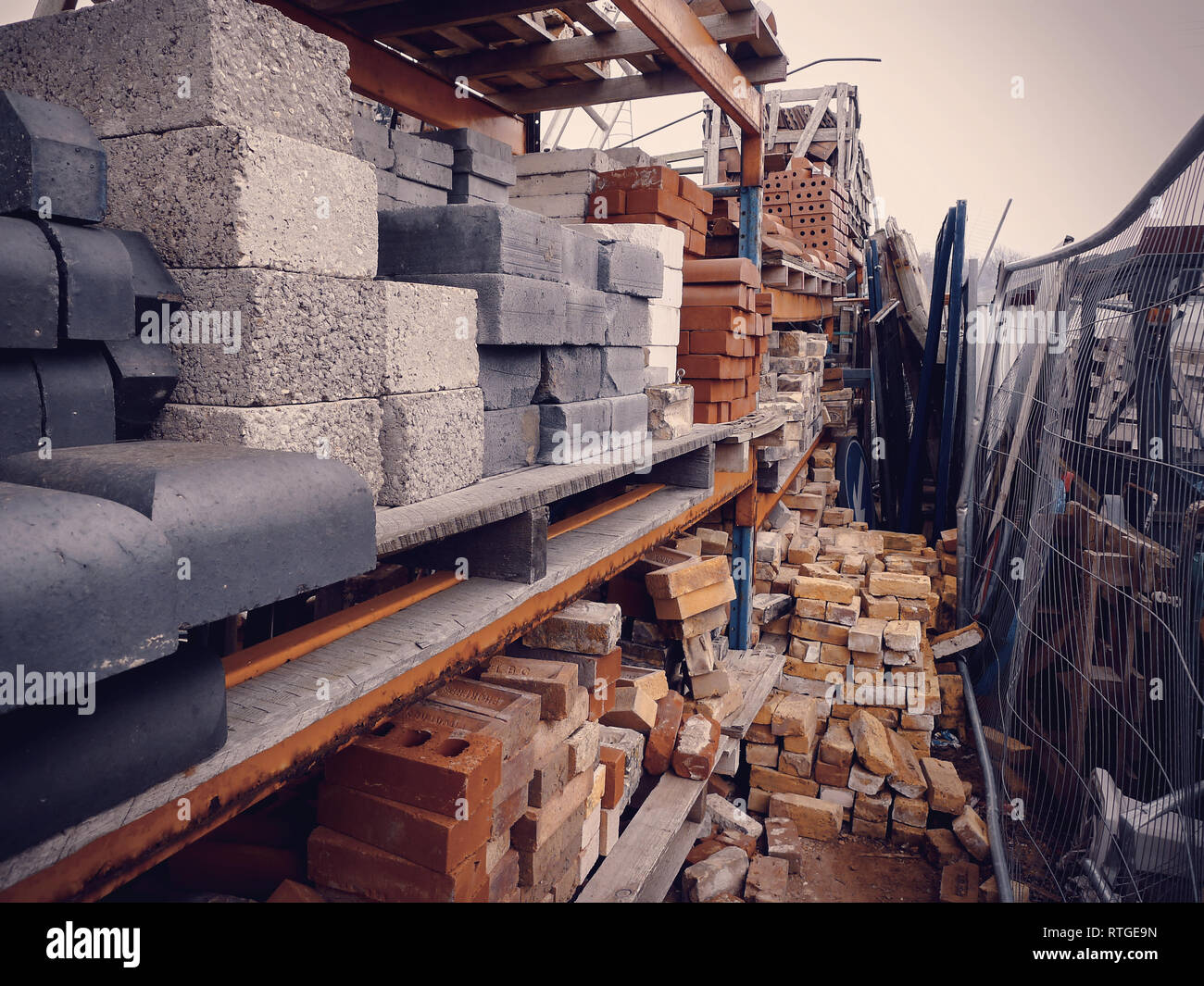 Stacks of various reclaimed bricks at a salvage yard in the UK Stock ...