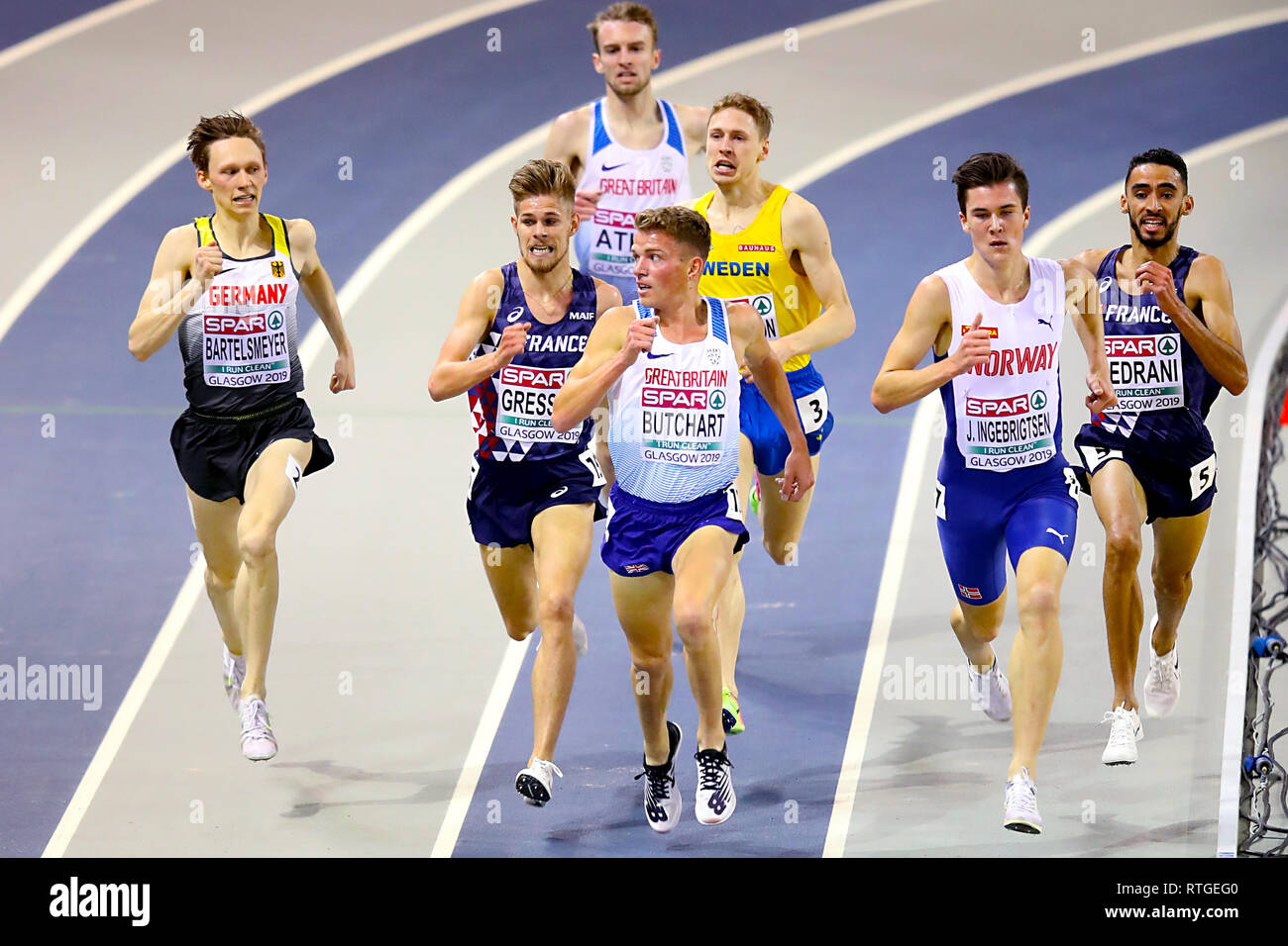Great Britain's Andrew Butchart (centre) competes in the Men's 3000m ...