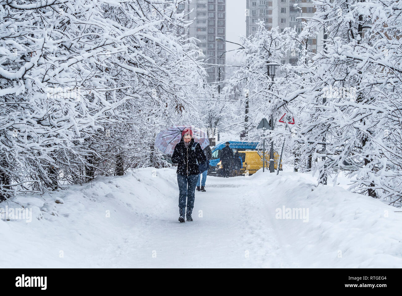 Heavy snowfall in Moscow, Russia Stock Photo - Alamy