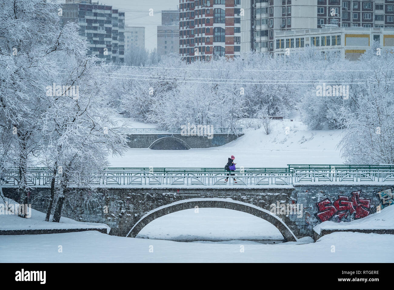 Heavy snowfall in Moscow, Russia Stock Photo - Alamy