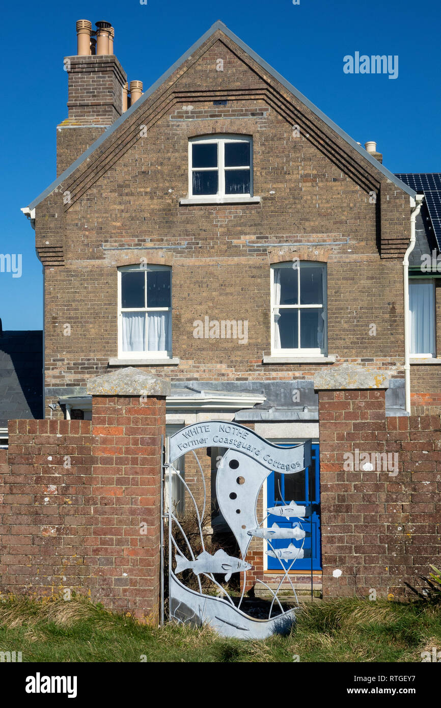 England, Dorset, Jurassic coast at White Nothe, fprmer coastguard ...