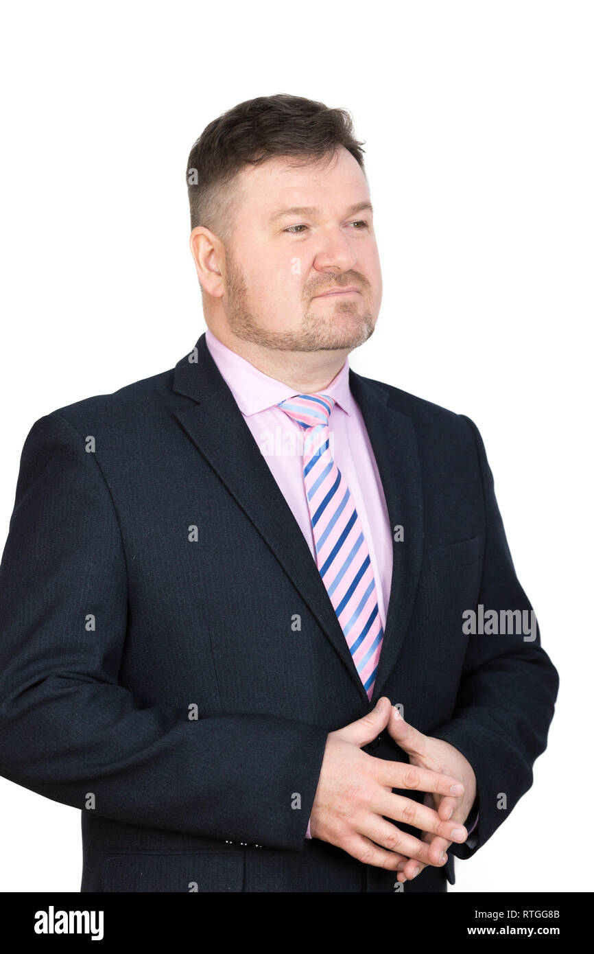 Adult man in a strict suit with a tie with a neat beard. Isolated ...