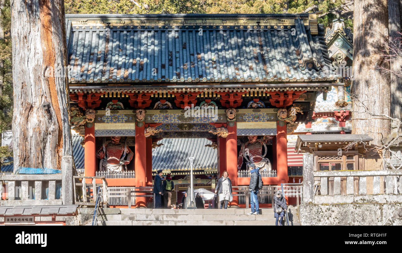 NIKKO, JAPAN - FEBRUARY 2, 2019: People walking to Omotemon Gate, the ...