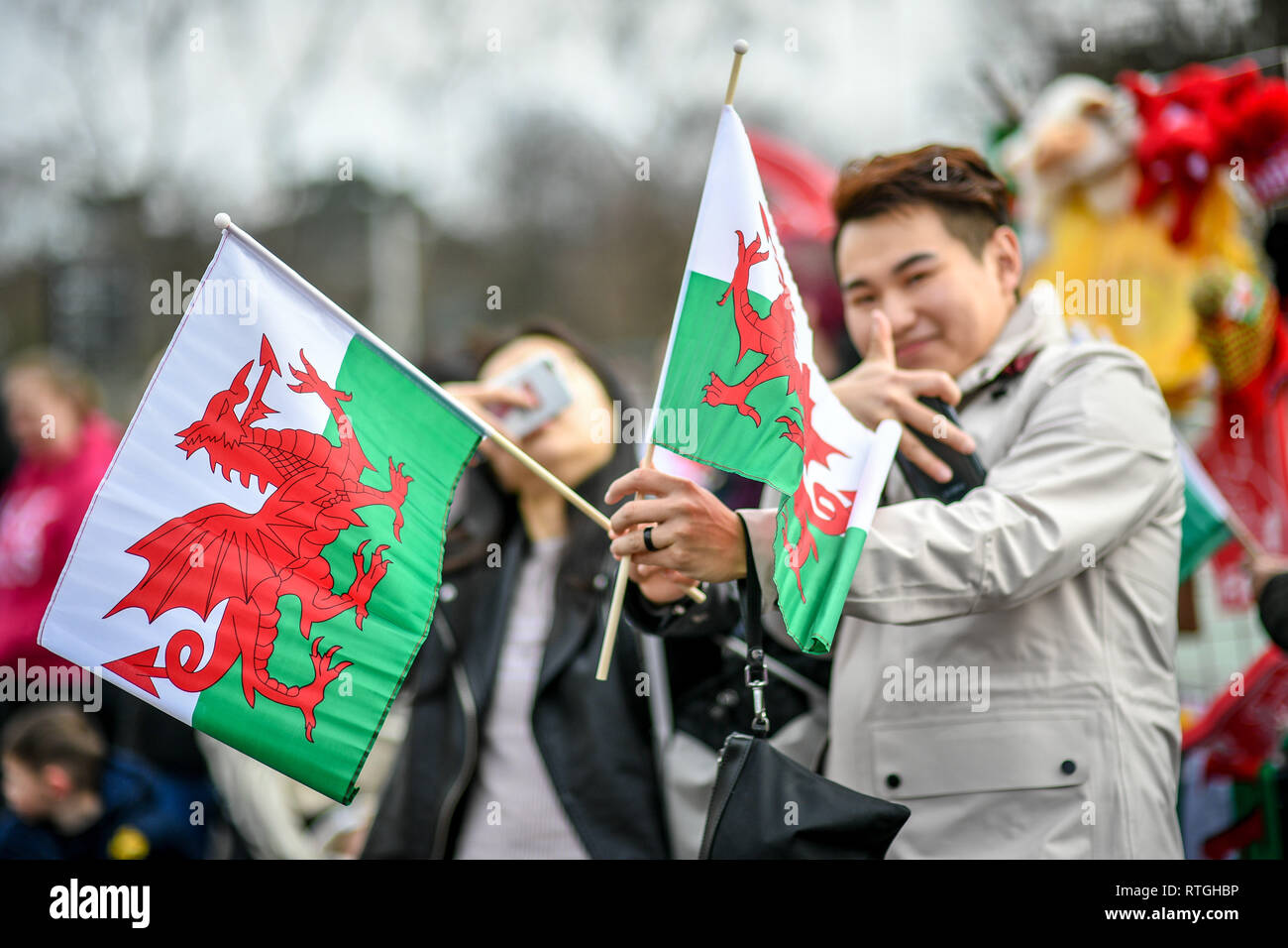 Welsh national flags are waved, during a St David's Day Parade in ...