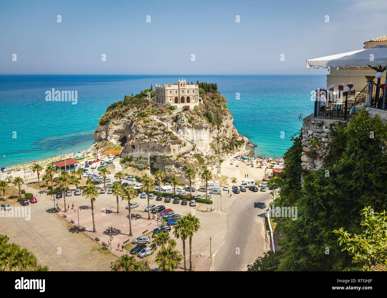 Aerial view of Santa Maria dell'Isola Church - Tropea, Calabria, Italy ...