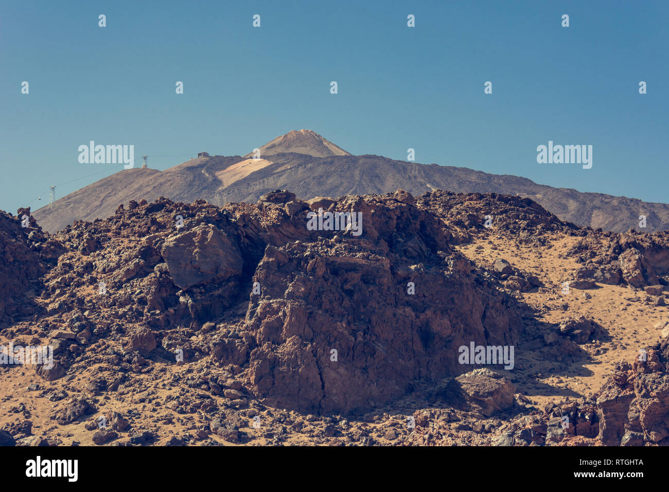 Spectacular volcanic landscape in desert environment with wicked lava ...