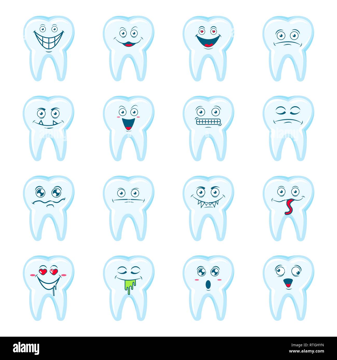 Happy teeth set. Cute tooth characters. Dental personage vector ...