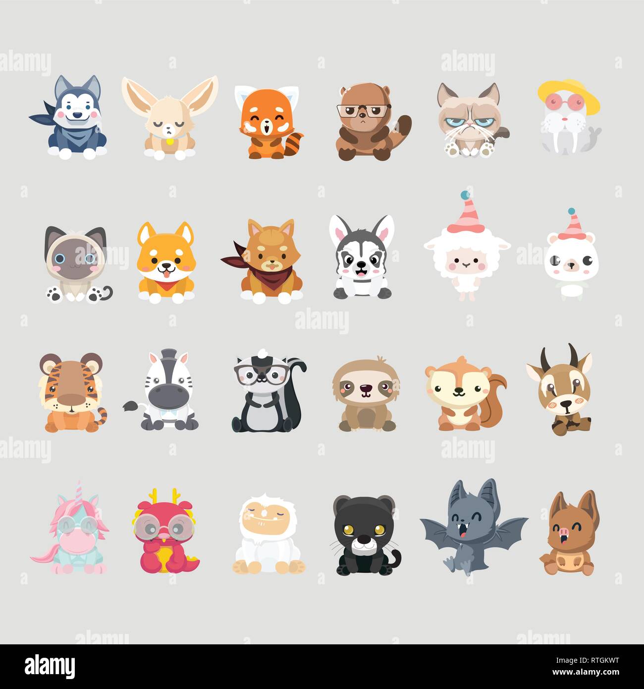 Cute animal collection Stock Vector Image & Art - Alamy