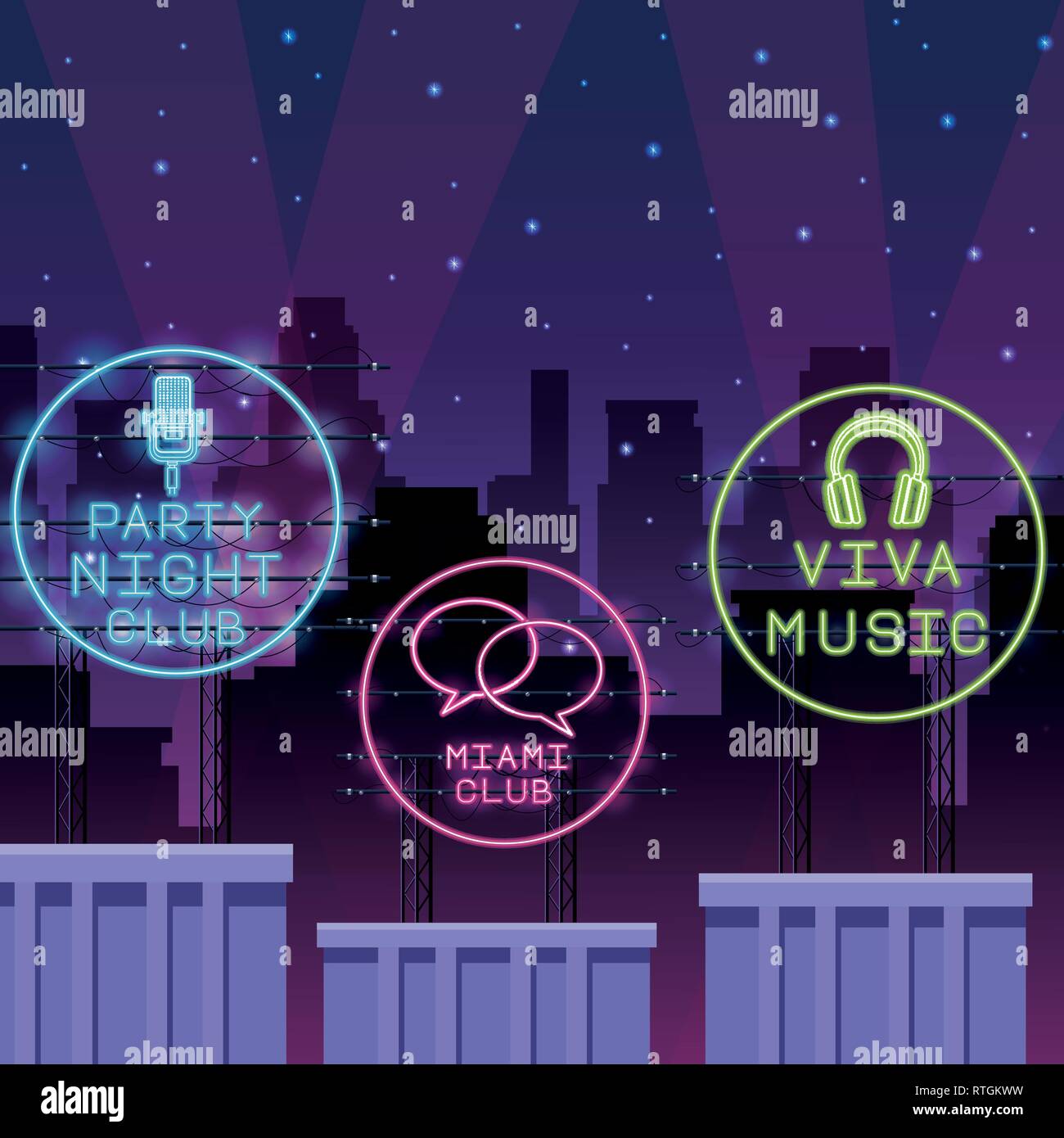 Disco party neon lights Stock Vector Image & Art - Alamy