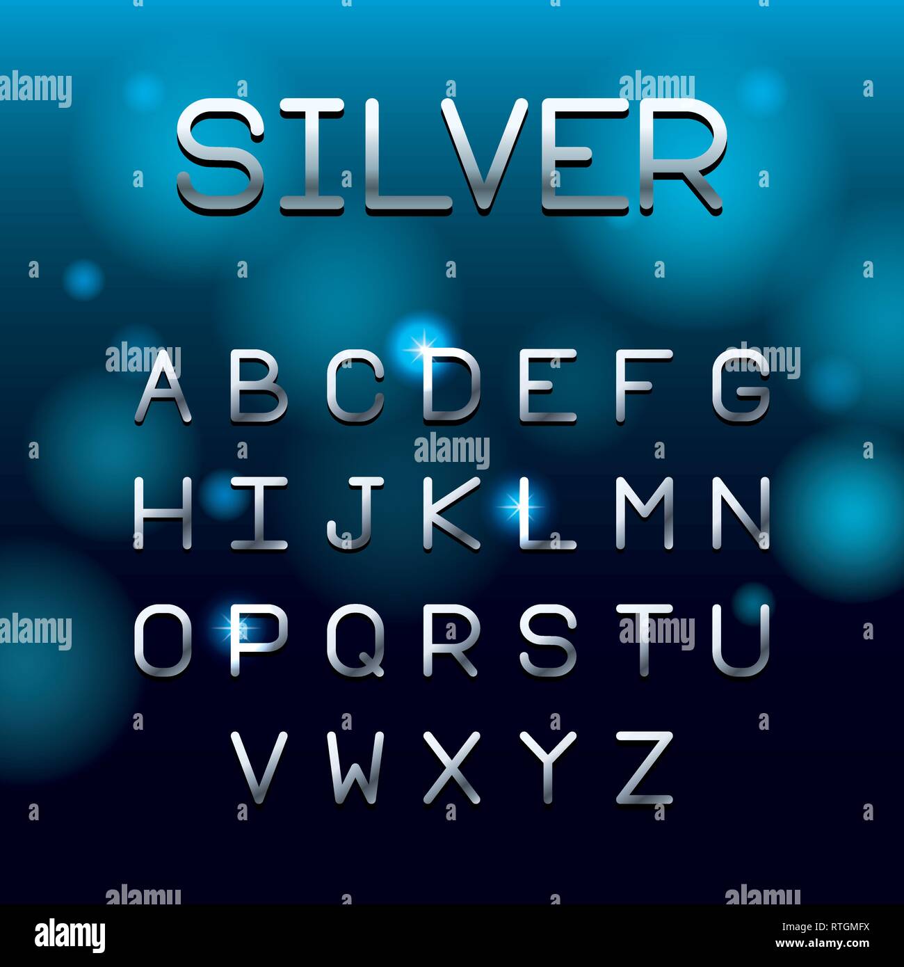 Silver font letters alphabet Stock Vector Image & Art - Alamy