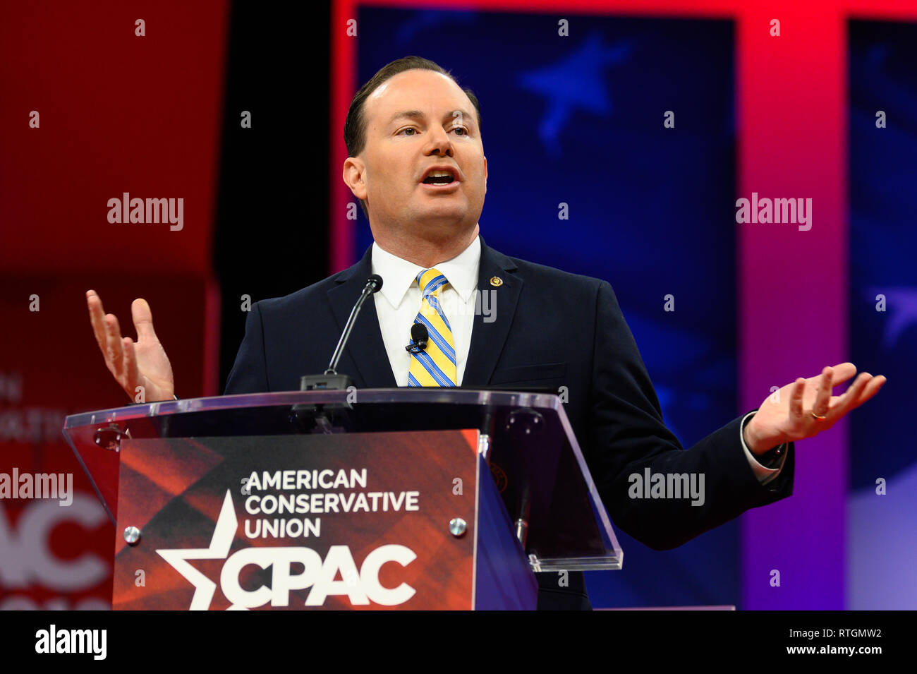 U.S. Senator Mike Lee (R-UT) seen speaking during the American Conservative Union's Conservative ...
